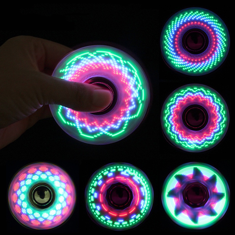 Plating Luminous Fidget Spinner LED Flash Light Various Patterns Change ...