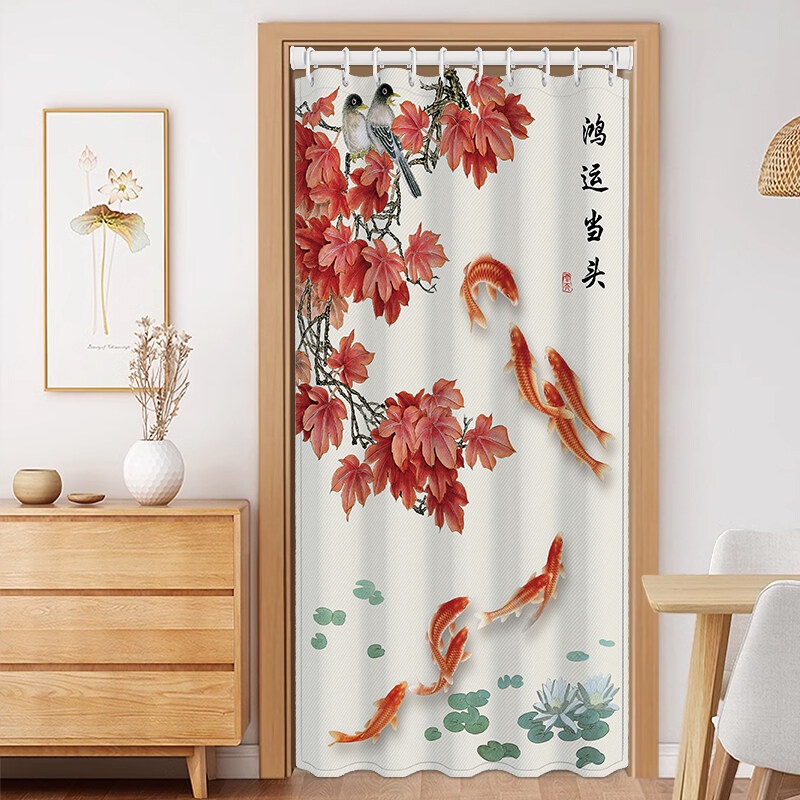 (With rod)Japanese Curtain Privacy Doorway Curtains, Geometric Print ...