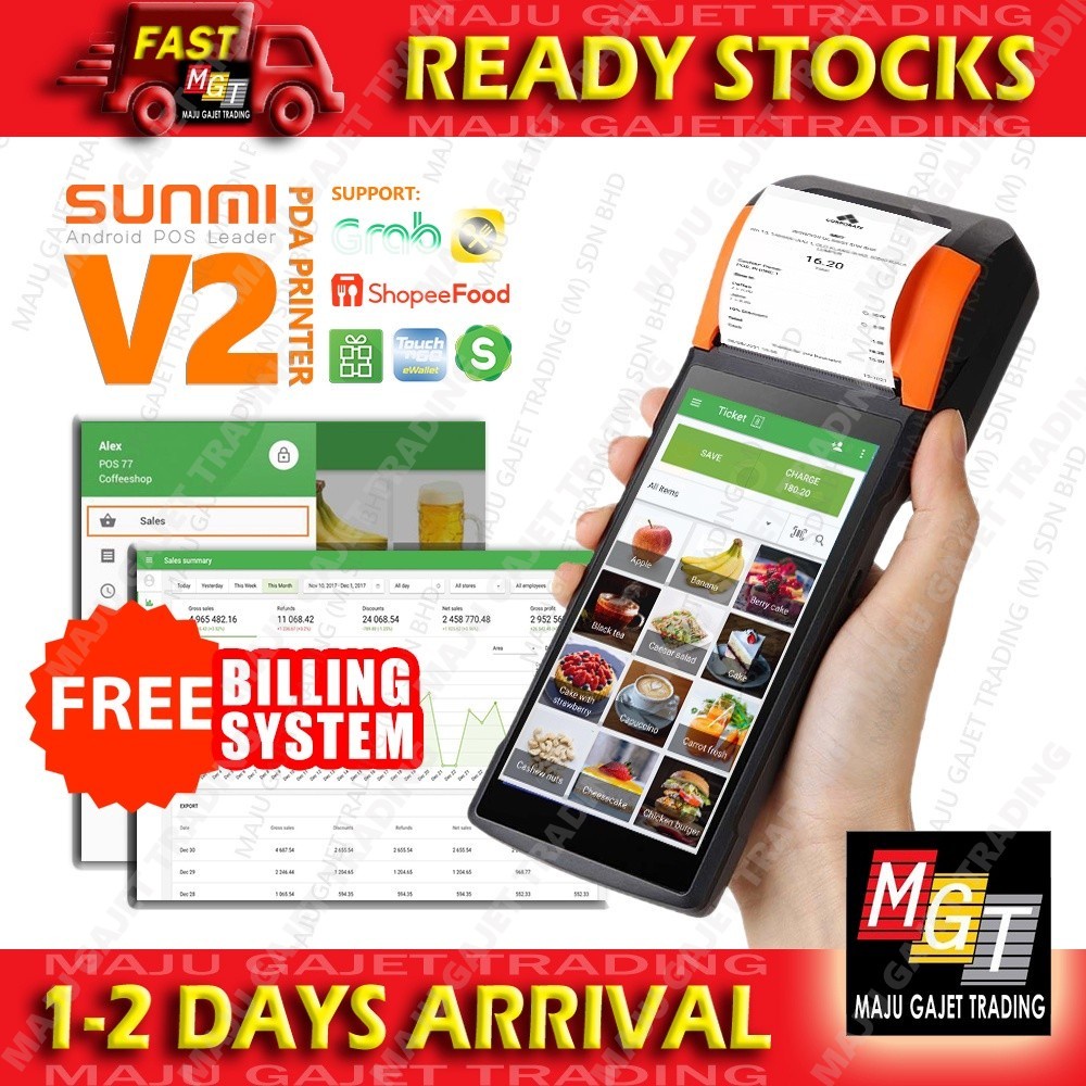 Sunmi V2 V2s Handheld Receipt Printer Cashier POS System Mesin Resit ...