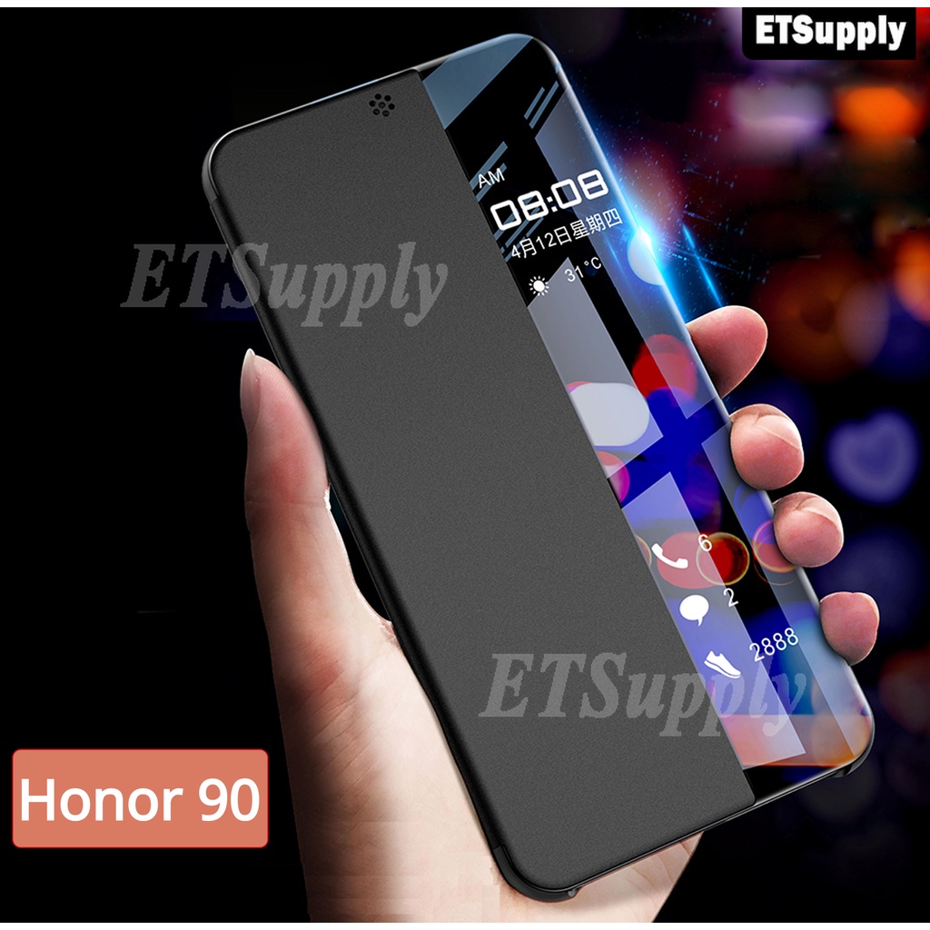 Flip cases Honor 90 Pro 5G Smart View Holder Stand Phone Back cover for ...