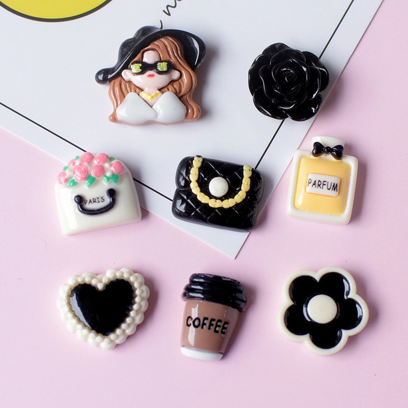 Diy Resin Accessories Black White Series Perfume Flower Hole Shoes ...