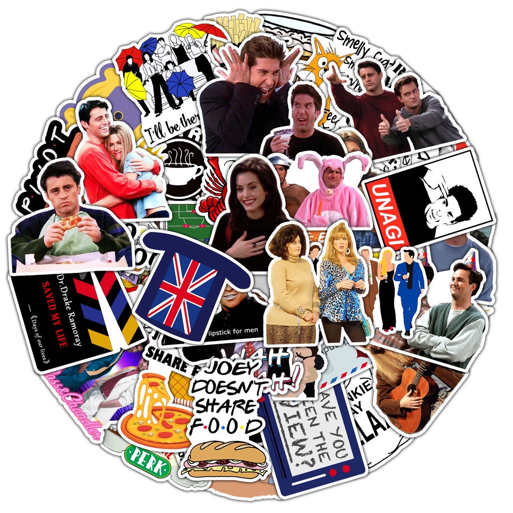 50PCS American TV Series Friends Waterproof Graffiti StickersFor Helmet ...