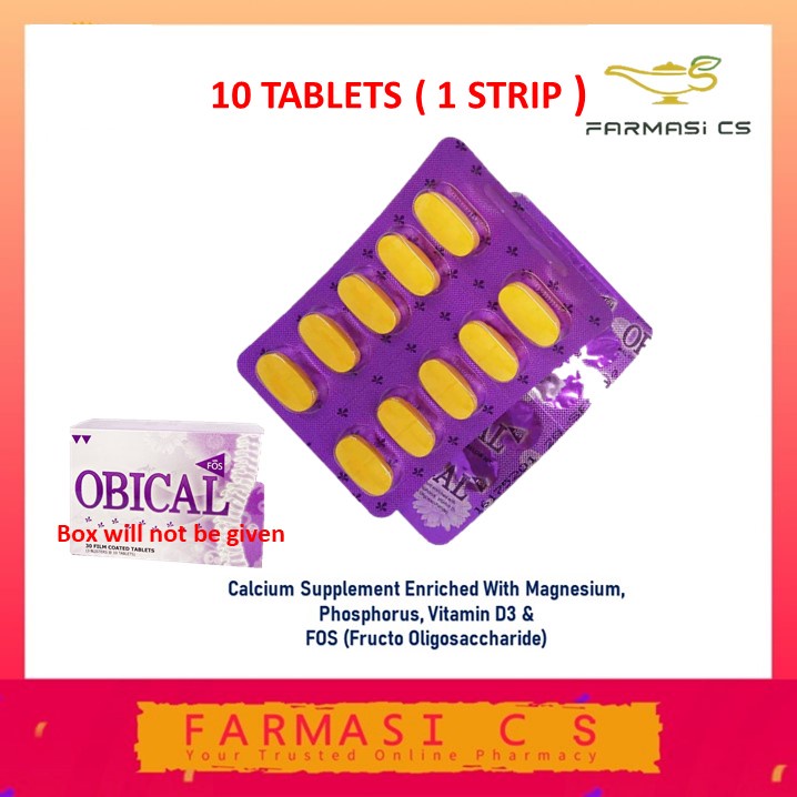 Obical with FOS 10 Tablets ( 1 Strip ) EXP:09/2026 [ Calcium Magnesium ...