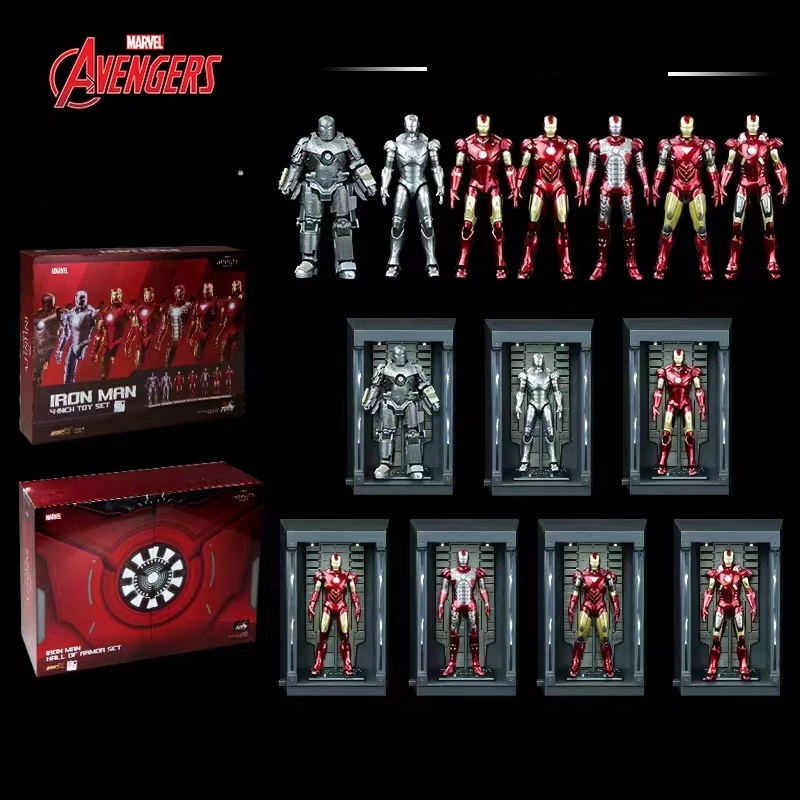 Marvel Iron Man Luminous Stockroom MK1-7 12cm Articulado Action Figure ...