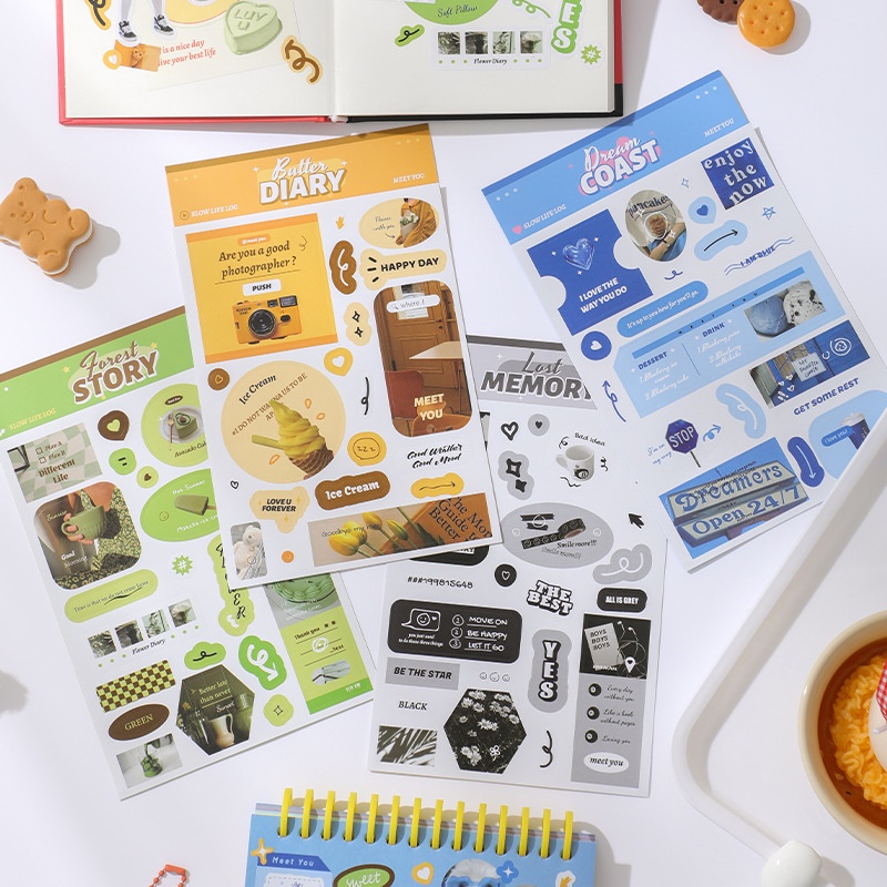 MOHAMM 4 Sheets Flower Heart Animal Cup Stickers Paper Stickers ...