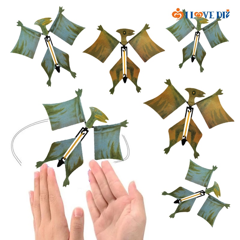 1 Pc Fun Rotating Rubber Band Dinosaur Flying Toy/ Creative Handmade ...