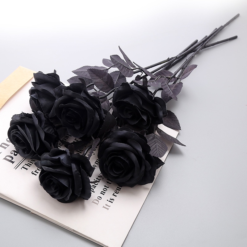 Artificial Black Rose Bouquet Fake Flowers Rose Decoration for ...