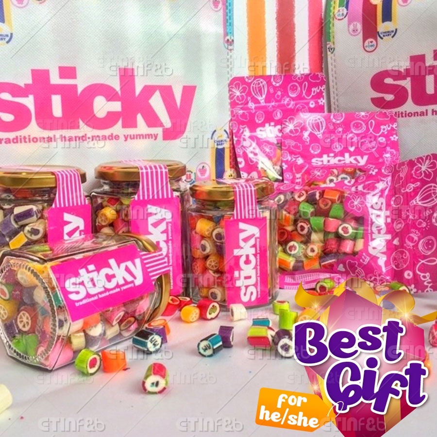STICKY CANDY GULA-GULA VIRAL STOK SEDIA Thank You Happy Birthday Gift I ...