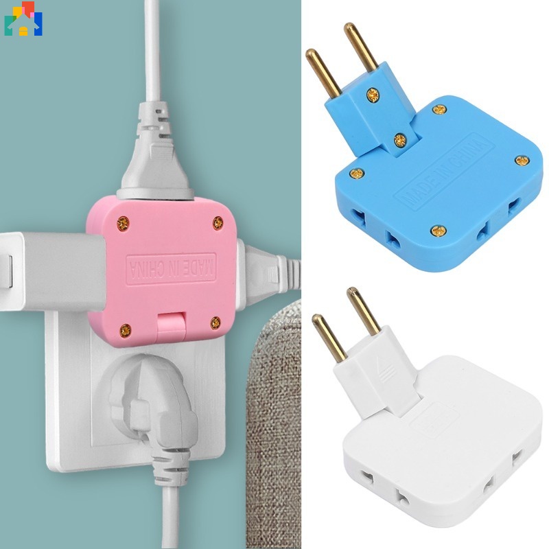 3 In 1 EU Extension Plug Electrical Adapter 180 Degree Rotation ...