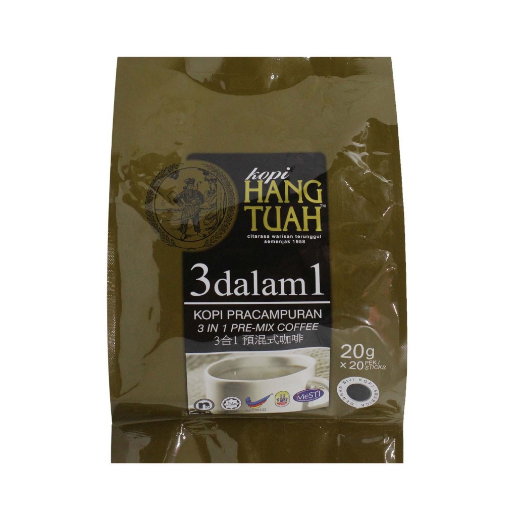 Hang Tuah 3 in 1 Pre-Mix Coffee (20g x 20's) | Shopee Malaysia