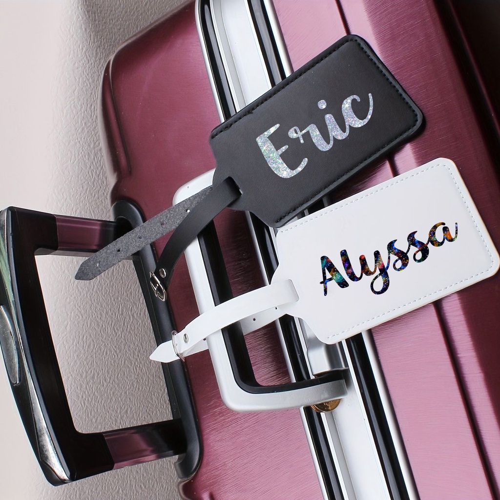 Personalised PU Leather Luggage Tag Custom Suitcase Tag Travel Bag Label Tag Suitcase Identify ...