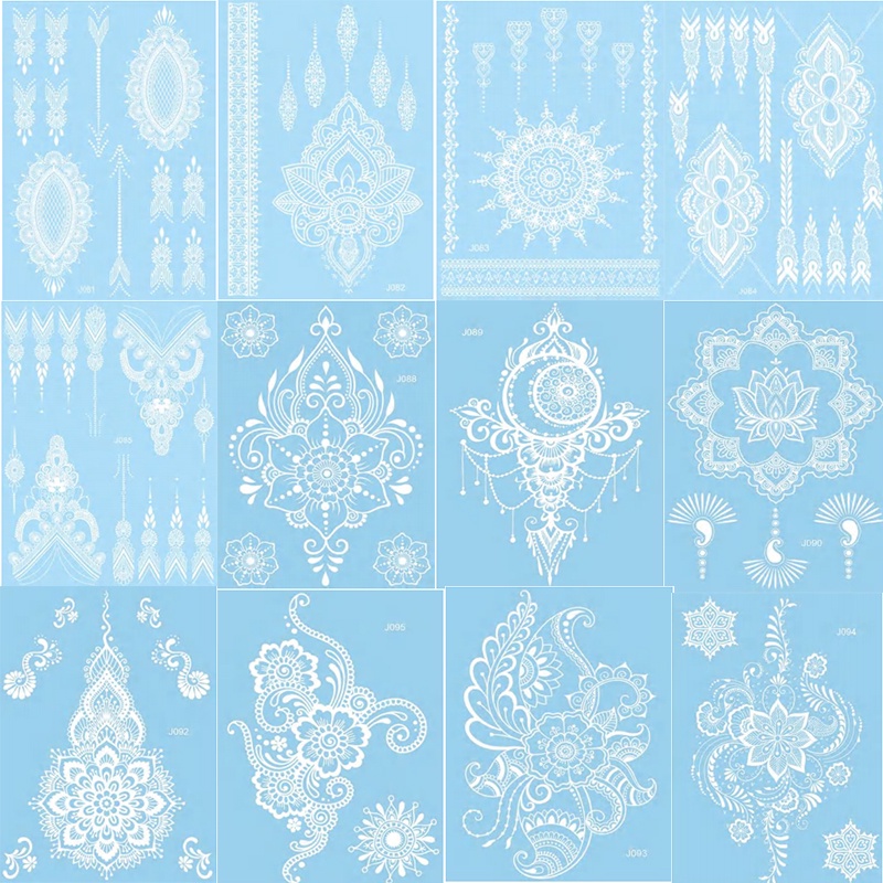 White Lace Flower Hand Back Tattoo Stickers Bride Wedding Tattoo ...