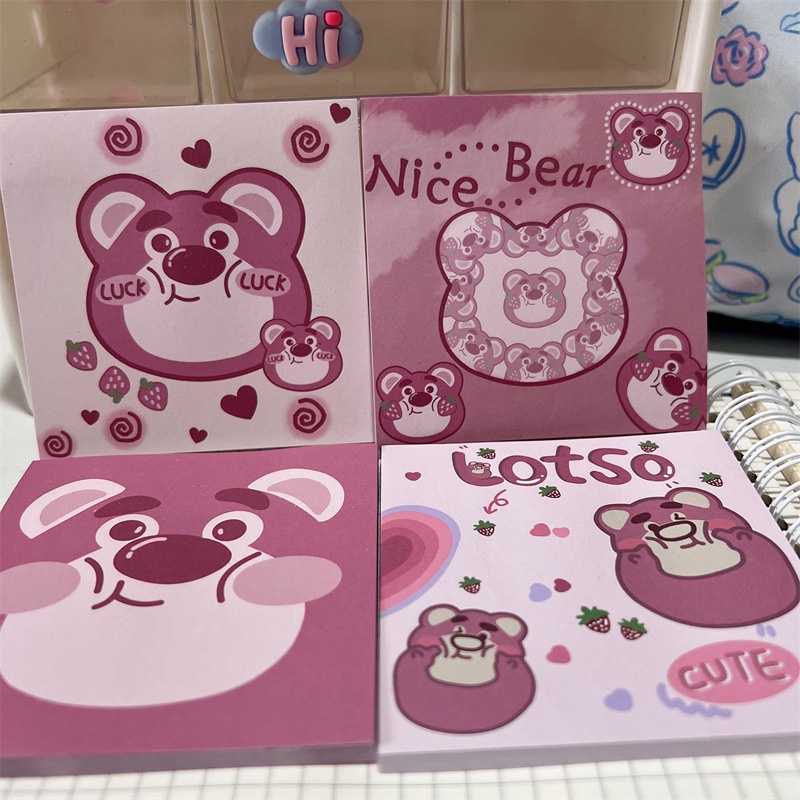 Cute Pink Bear Post-It Notes Heart Sticky Notes Cartoon Stickers ...