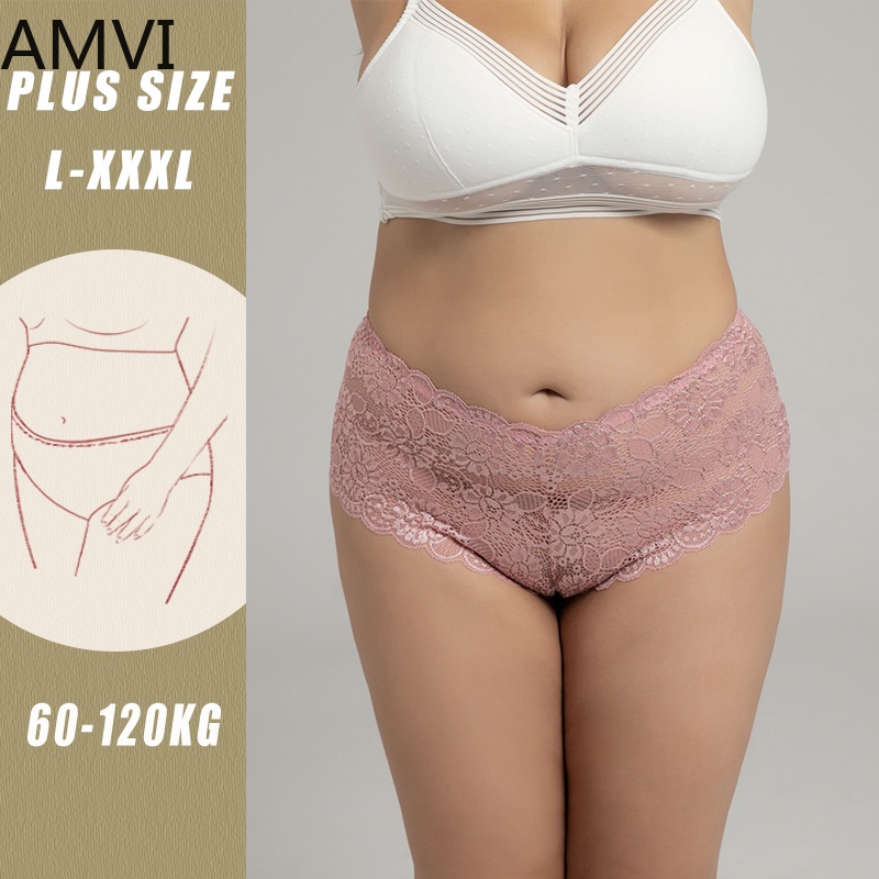 AMVI 60-140KG Panty Plus Size for Women Cotton Briefs 5 Colors L-XXXL Panties High Waist Lace ...