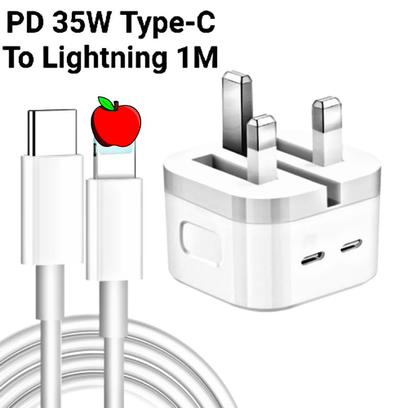 1pc 35W USB Fast Charger Head 100-240V Foldable UK Plug Dual-port TYPE ...