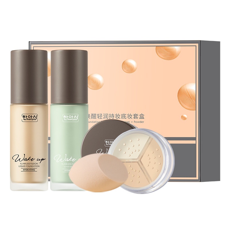 Hanyas 4 in1 Makeup Set Includes Primer, Foundation, Powder Coating And ...