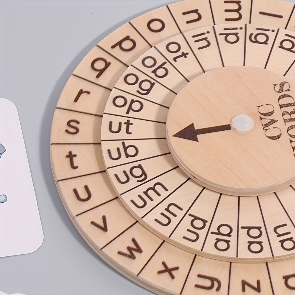 Wooden Reading Spelling Wheel Eco-Friendly Montessori Card Word ...