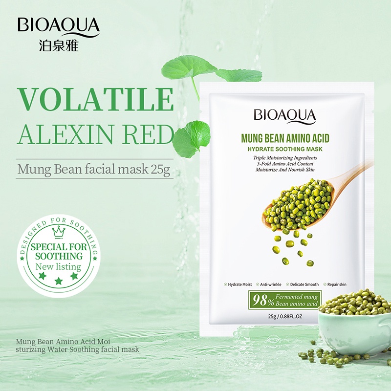 BIOAQUA Mung Bean Amino Acid Hydrate Soothing Facial Mask Moisturizing ...