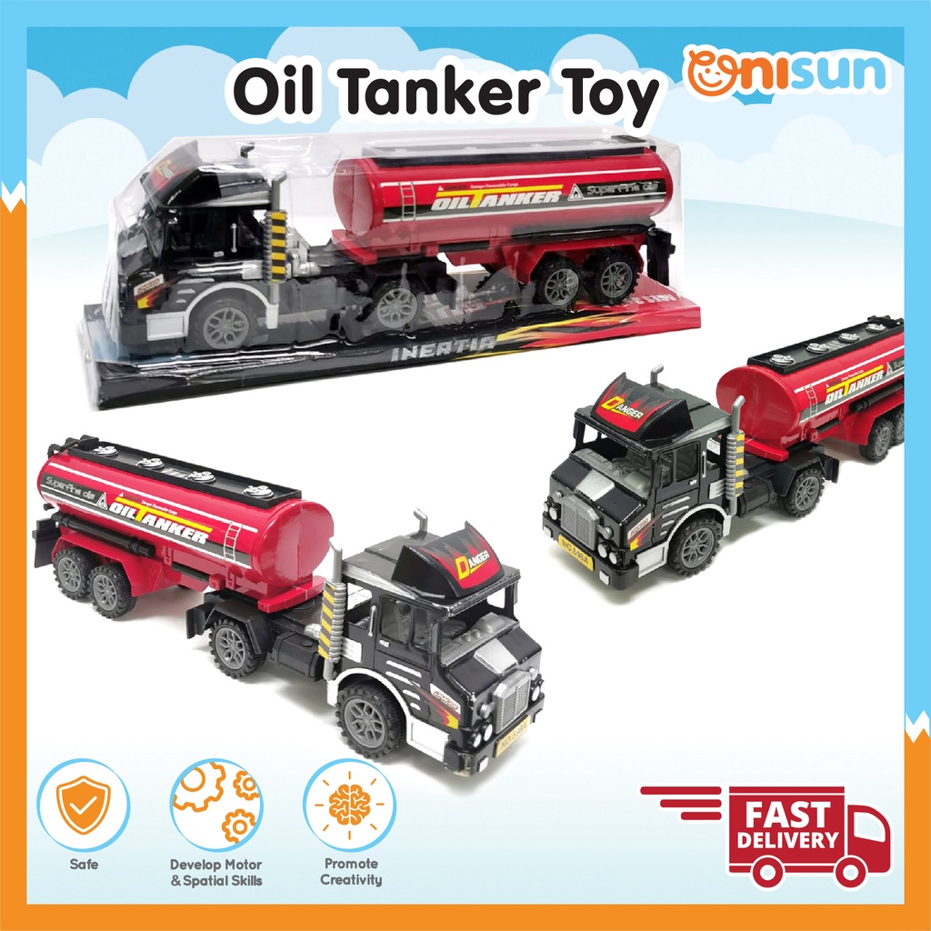 Kids Boy Fun Push Pull Large Size Oil Tanker Trailer Carrier Vehicle ...