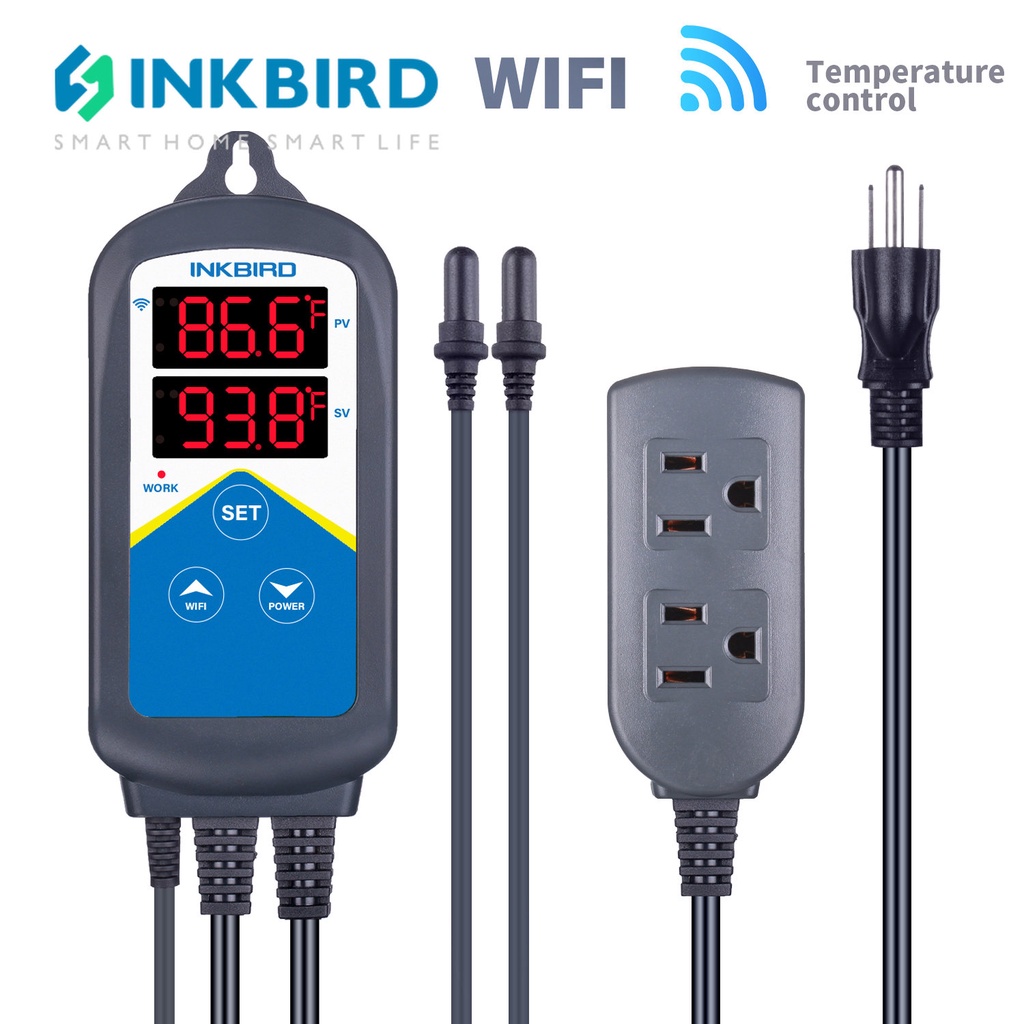 INKBIRD ITC-306A WiFi Temperature Controller 1200W AC 100-240V Wi-Fi ...