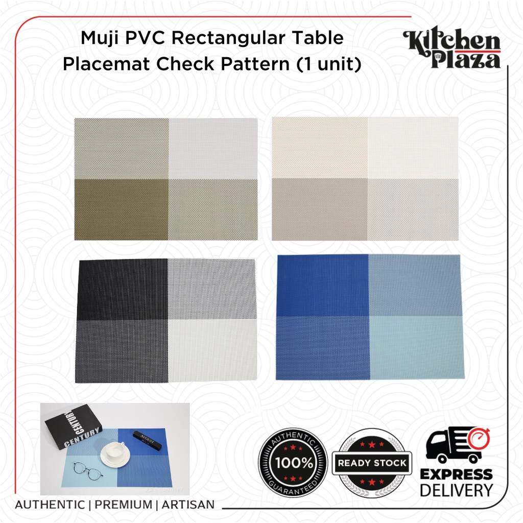 Muji PVC Rectangular Table Placemat Check Pattern (1 unit) | Shopee ...