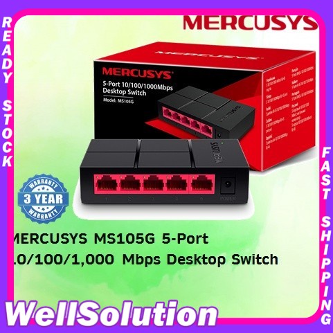 Mercusys TP-LINK MS105G 5 Gigabit Ports 10/100/1,000 Mbps Desktop ...
