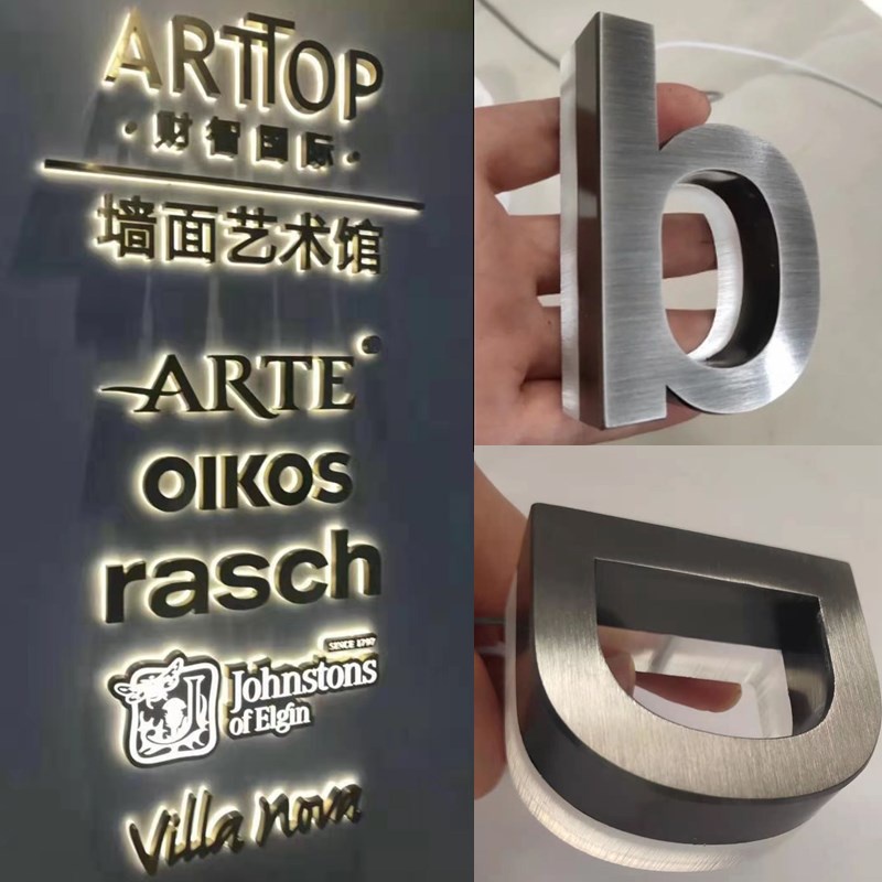 Custom Brushed Black Titanium Stainless Steel Backlit Titanium Letters ...