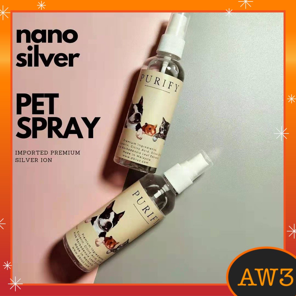 100ML PURIFY KURAP KUDIS SPORO GATAL RASH LUKA KULIT KULAT FUNGUS Nano Silver Cleaning Pet ...