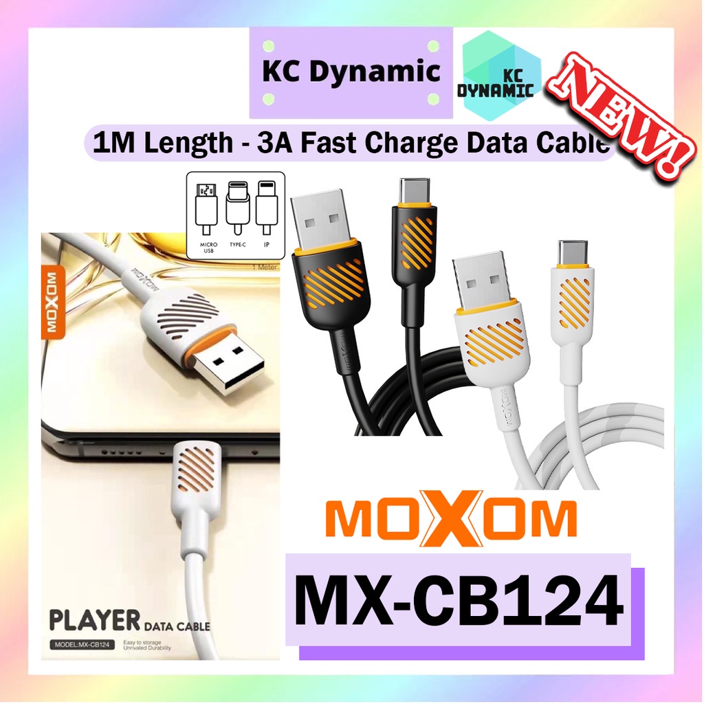 Moxom MX-CB124 Player Data Cable 3A Fast Charging Cable 1M Length 100CM ...