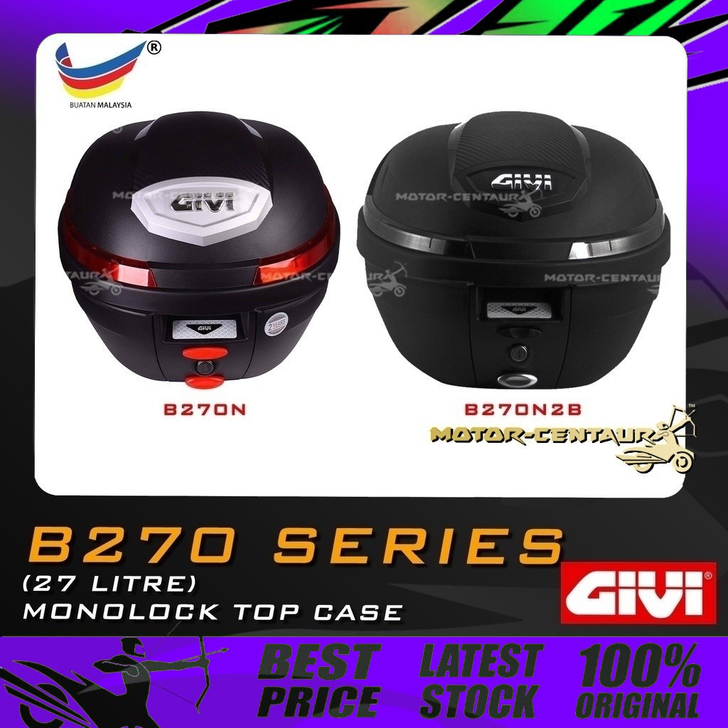 KOTAK/BOX GIVI MONOLOCK TOP CASE B270 B270N (RED SLVER), B270N2B (BLACK) [BASE PLATE INCLUDED ...