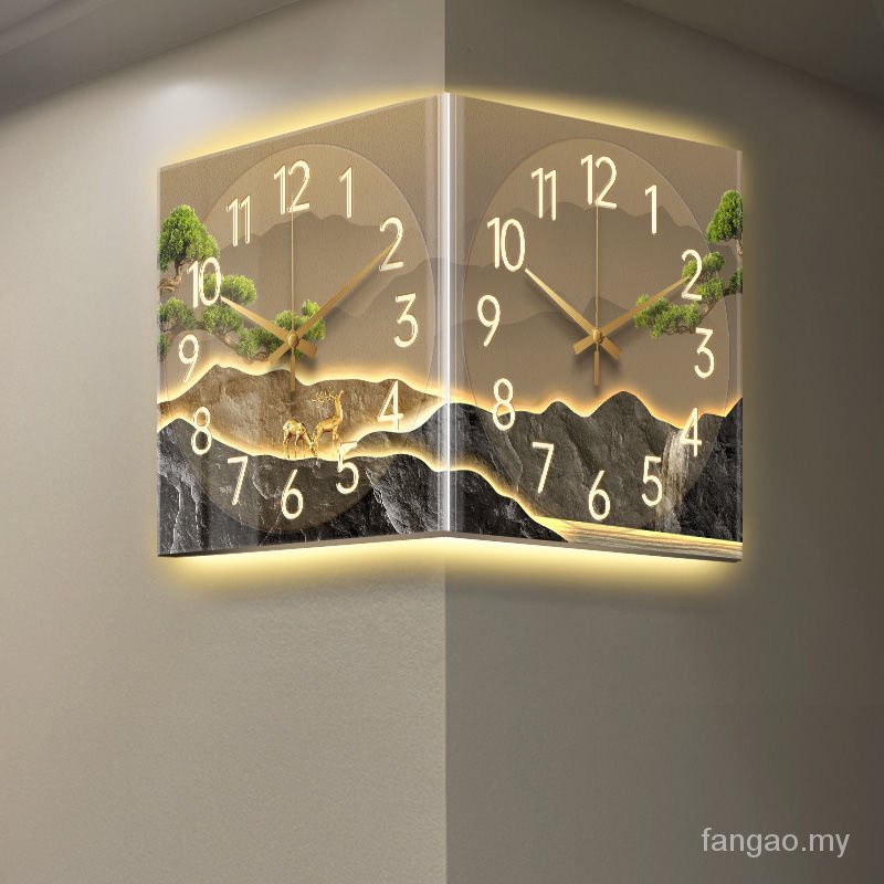 Household Living Room Economical Good Corner Double-Sided Wall Clock ...