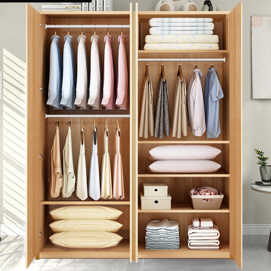 Almari Baju 4/5/6 Pintu | Wooden Wardrobe Big Storage | Multifunctional ...