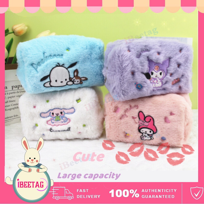 Large Capacity Cute Sanrio Kuromi Melody Plush Toy Pencil Case Ins ...