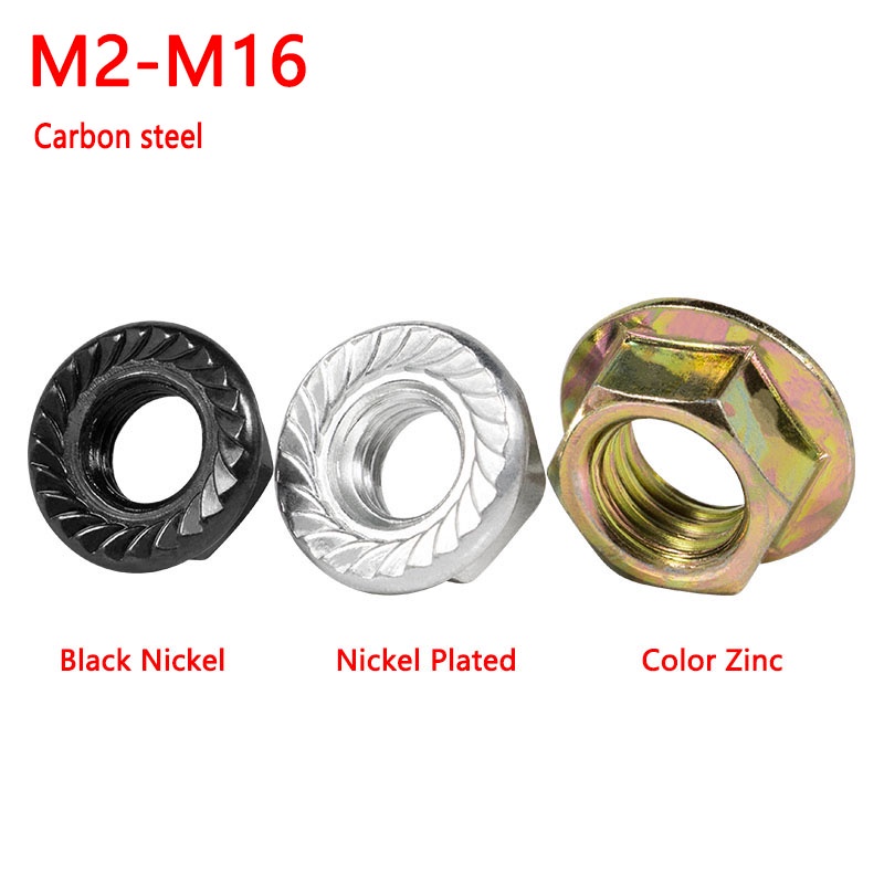 Nickel Plated Hexagon Flange Nut Pinking Slip Locking Lock Nut Serrated ...