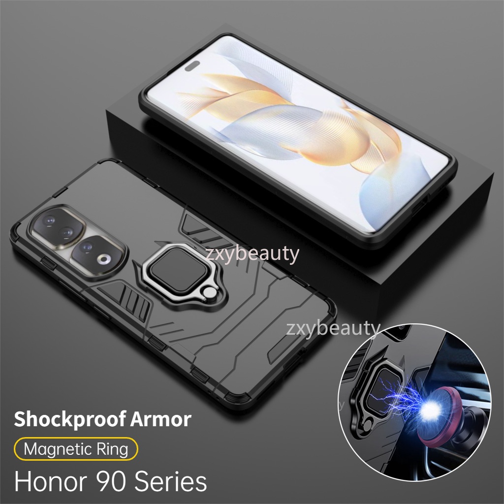 Shockproof Armor Casing For Honor 90 Pro Lite 5G 2023 Phone Case with Soft Stand Holder For ...