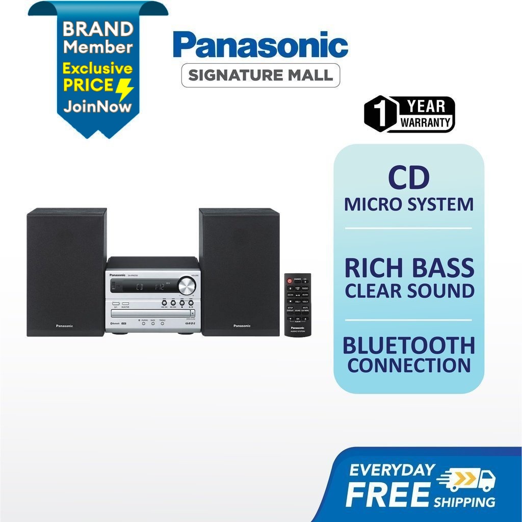 PANASONIC SC-PM250 HIFI System 20W Bluetooth CD SC-PM250GSXS Surround Sound LCD 2 Channel MP3 ...