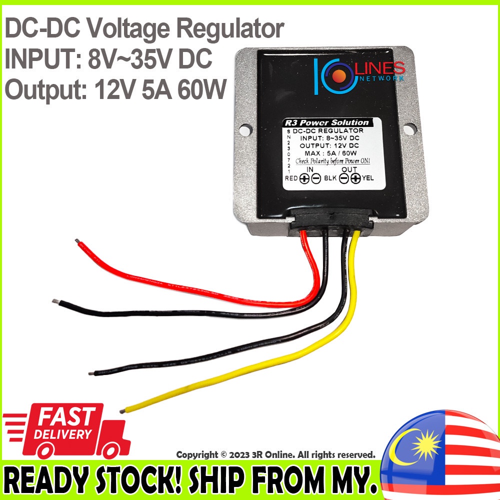 9V 12V 24V 19V 28V 35V to 12V 5A 60w DC Buck Boost Voltage Regulator Converter Auto step Up/down ...