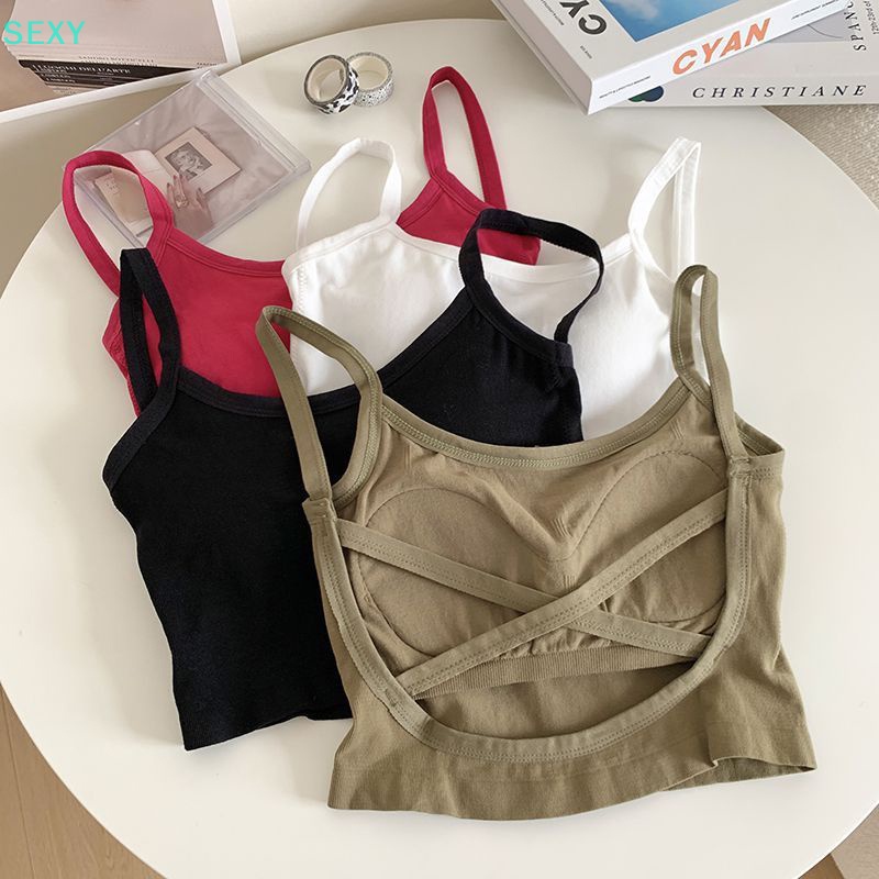 SE Summer Sexy Cross Backless Camisole Women Solid Color Sleeveless ...