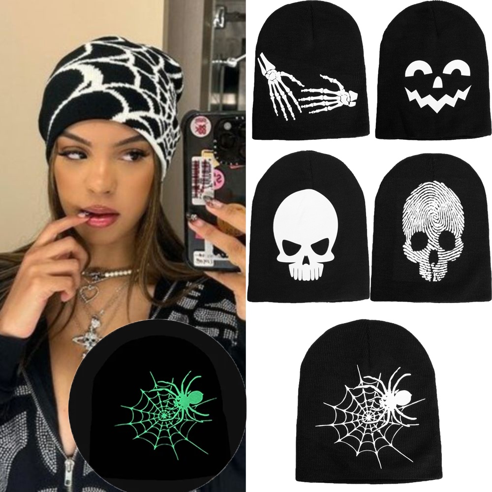 Warm Autumn Winter Hats Gothic Skeleton Hand Knitting Hat Fashion ...