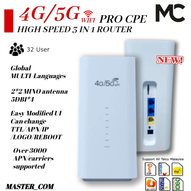 ⭐[ UNLIMITED ]⭐ WiFi Router Sim Card Modem 5G Pro CPE Original LTE ...