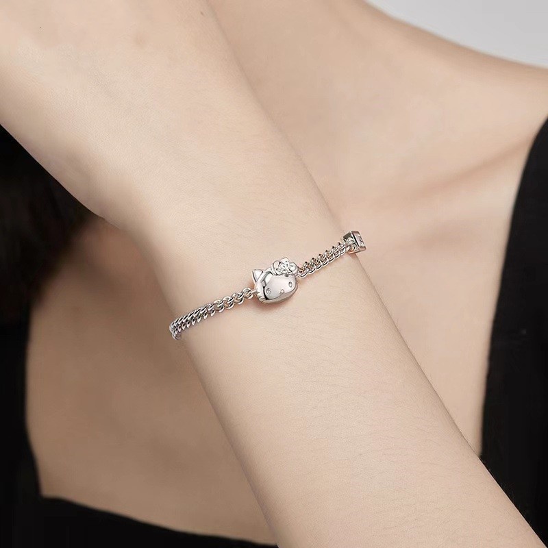 925 sterling silver bracelet for women HelloKitty cute bracelet fashion ...