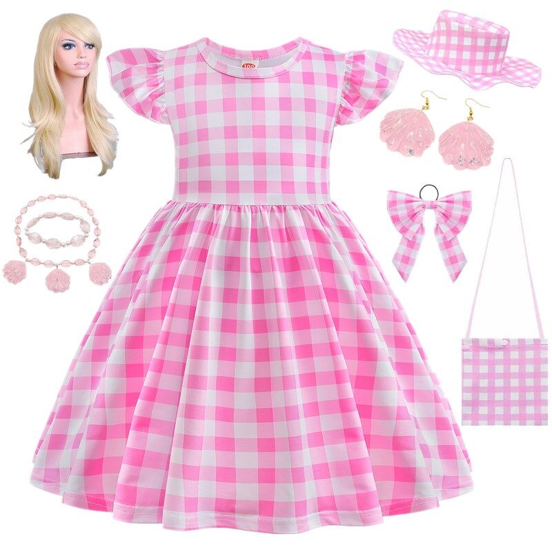 Movie Barbie Lovely Baby Girls Pink Costume Dress Cosplay Dress Up Kids ...