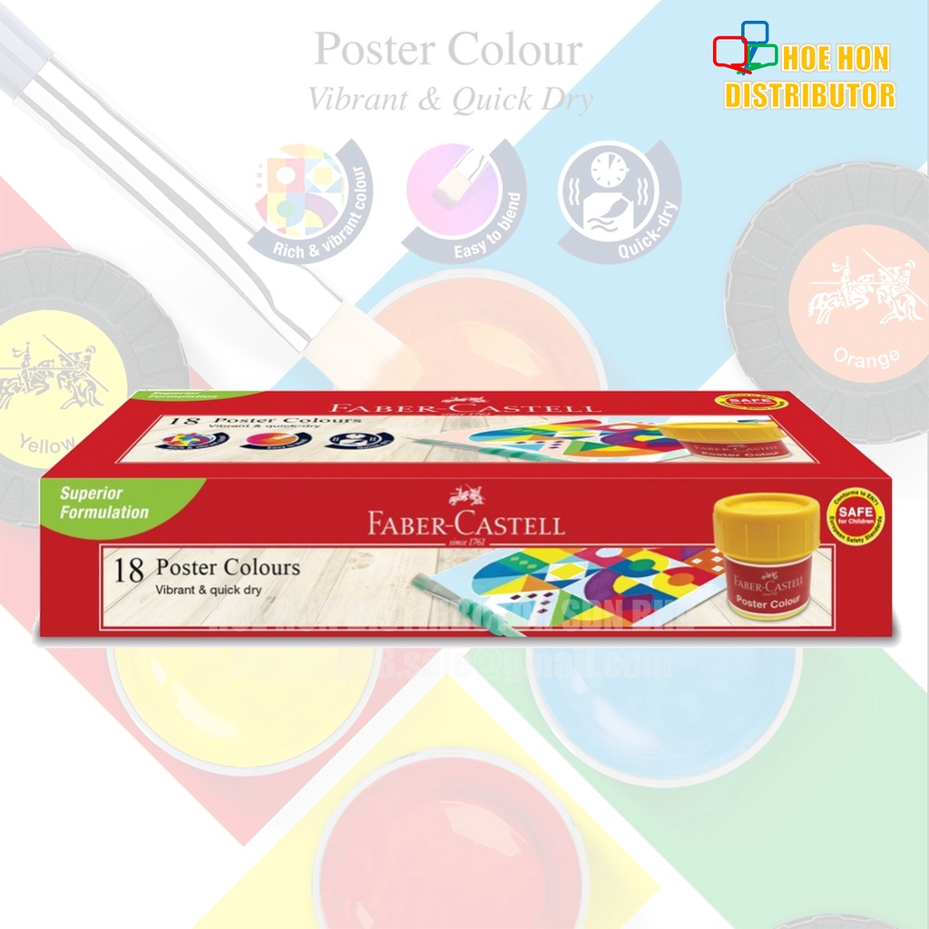 Faber-Castell Poster Colour 18 Set Color Drawing Warna Lukis Poster ...