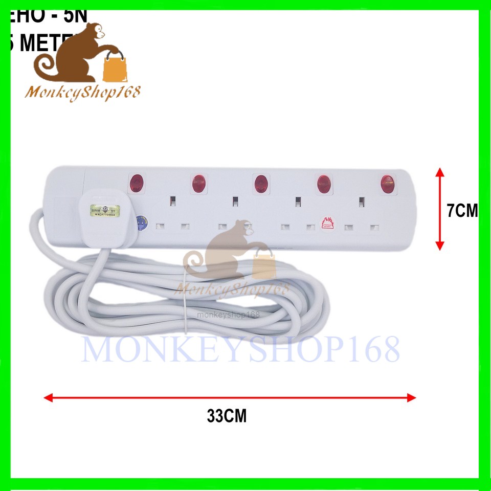 Extension Trailing Socket / Plug / Adapter 2meter / 5meter 2way - 5way ...