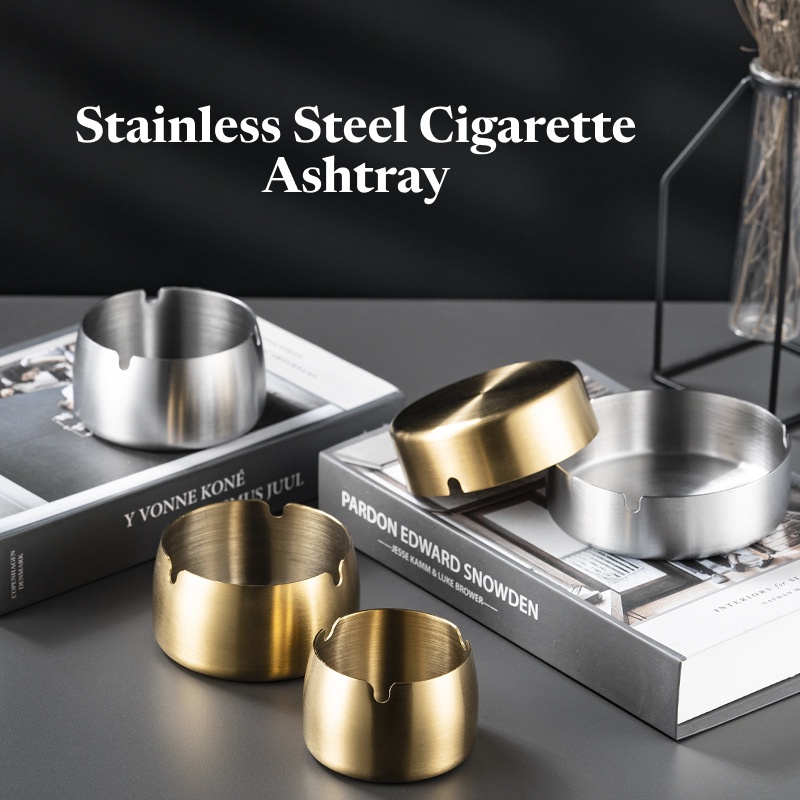 Stainless Steel Ashtray Portable Metal Ash Tray Steel Container Asbak ...