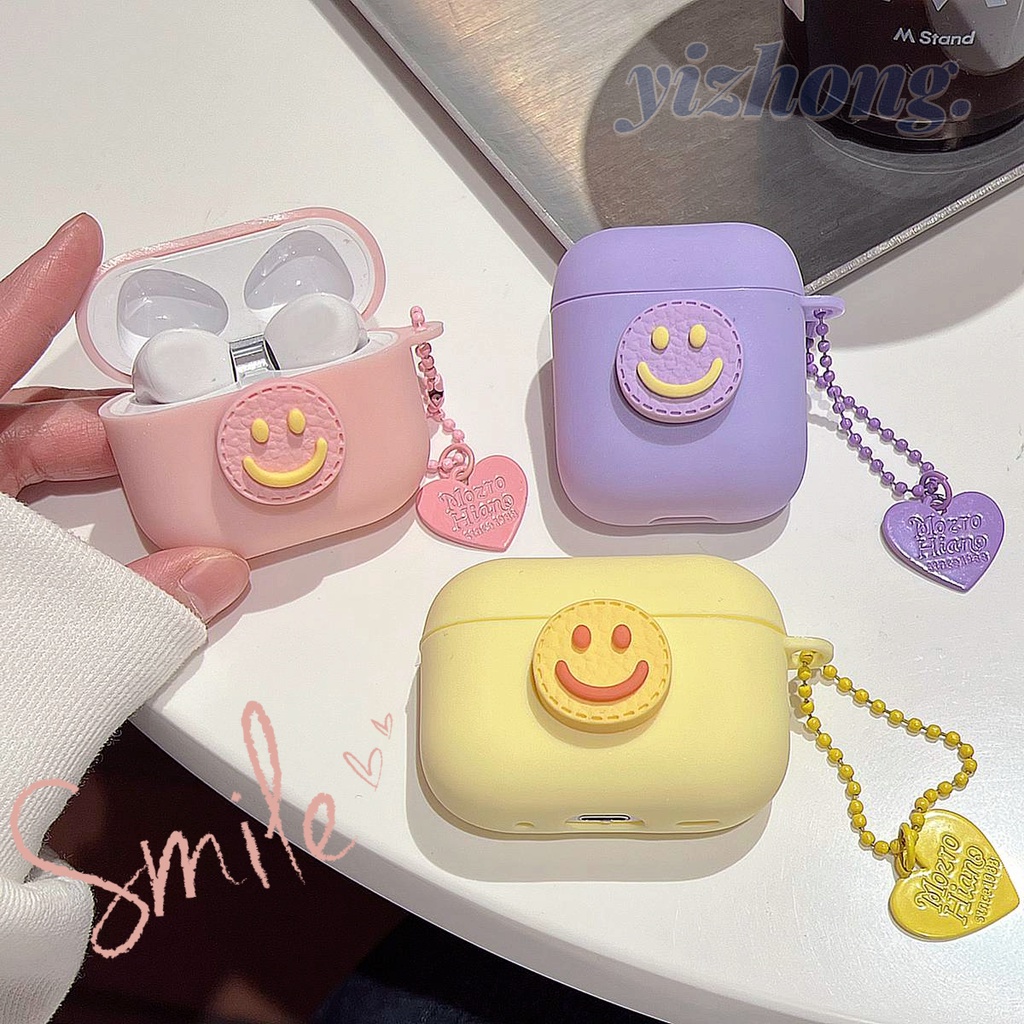 Casing For Airpods Pro 2 1 3 Candy Color 3D Smile Face Decor Earphone ...