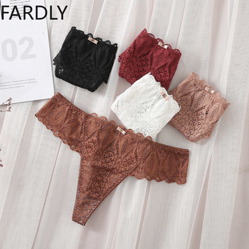 FARDLY Sexy Underwear Thong Women's Small Inner Lace Panties Ladies V-Shaped Seamless Low Waist ...