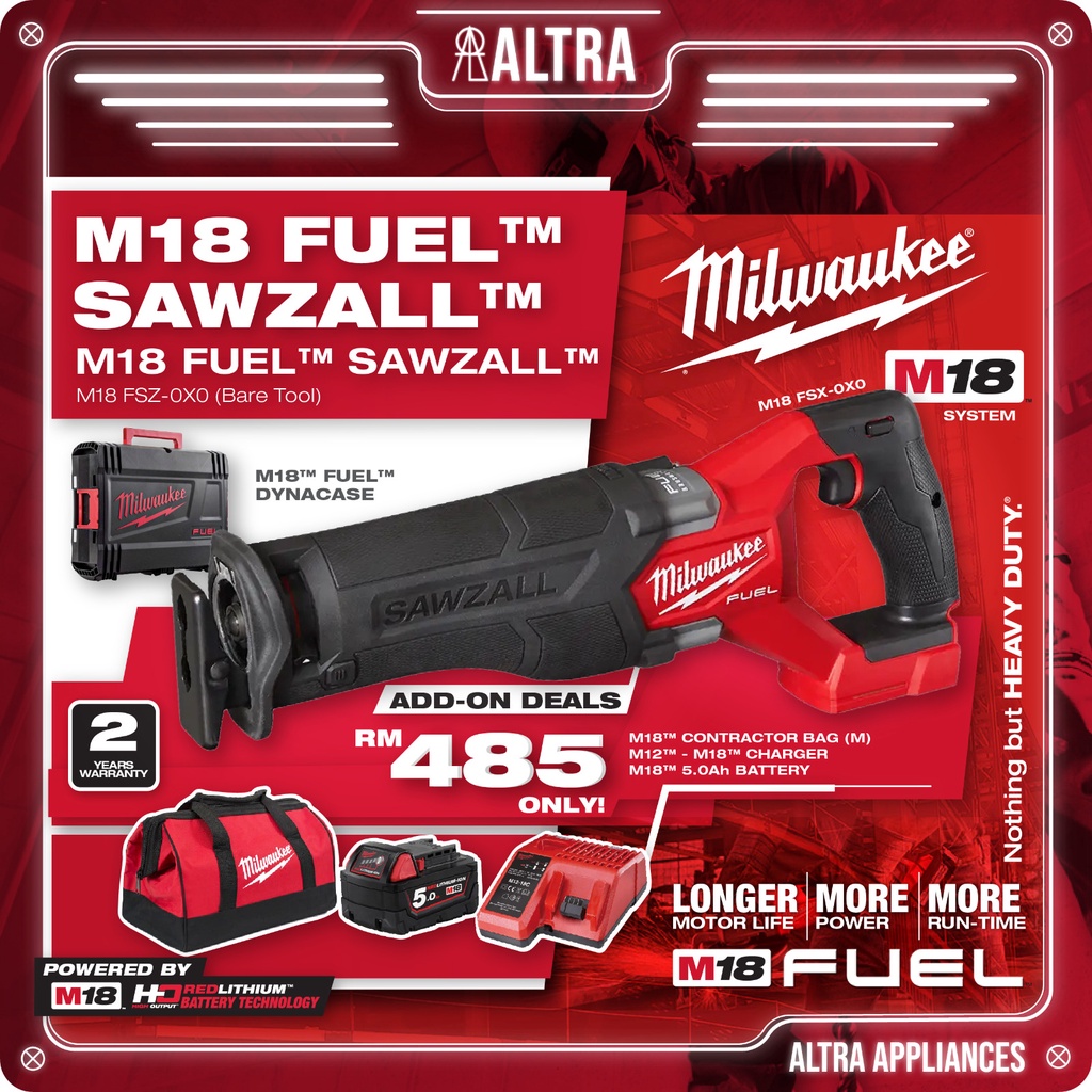 Milwaukee M18 FUEL Reciprocating Saw Sawzall - Model M18 FSZ | Shopee ...