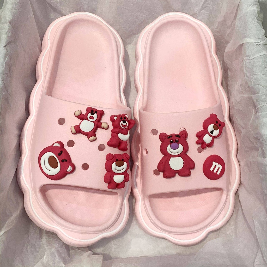 Kira Lotso strawberry bear Cute Cartoon Soft Slippers Indoors Anti slip ...
