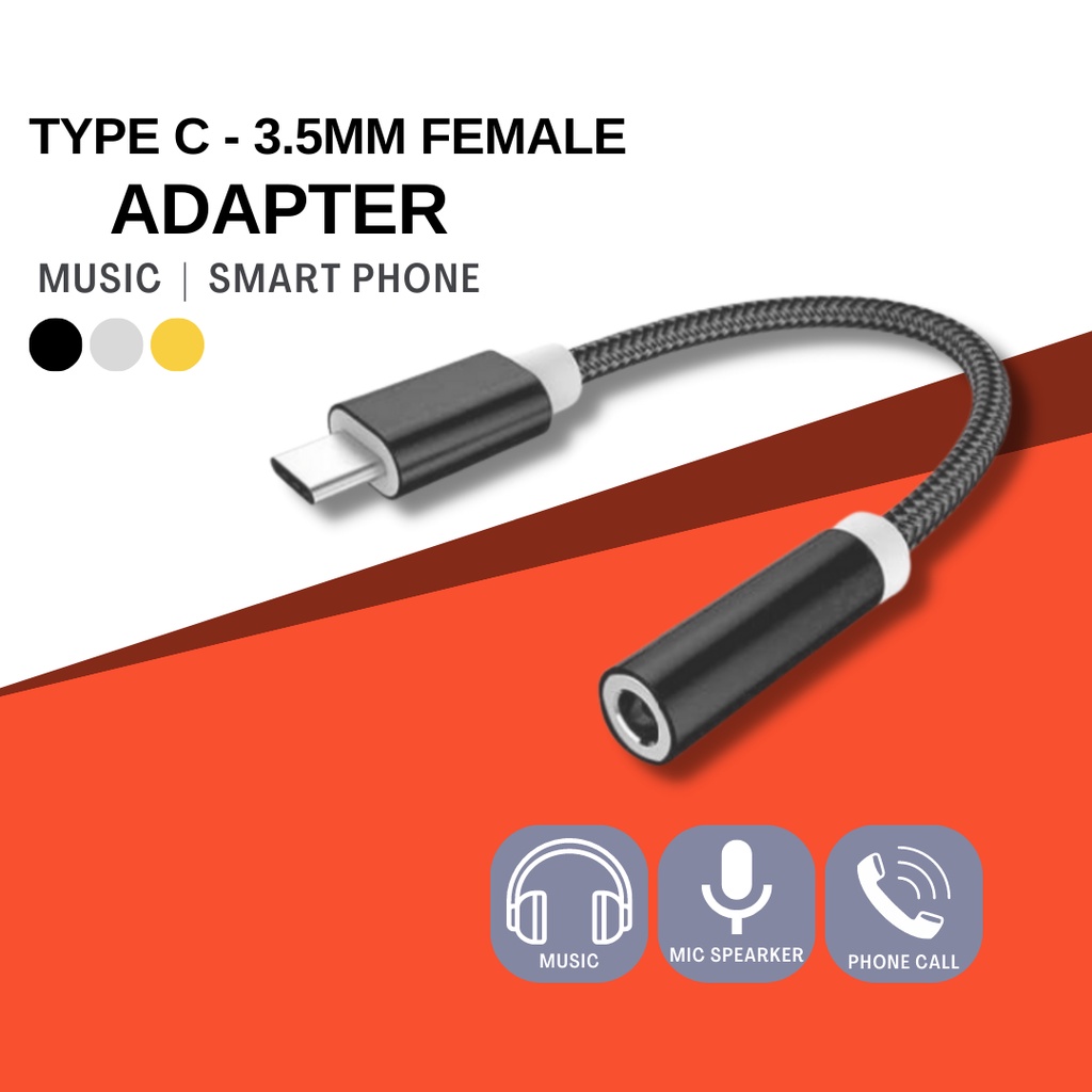 Type-C to Jack Earphone Cable USB C to 3.5 Audio Adapter (3.5mm ...